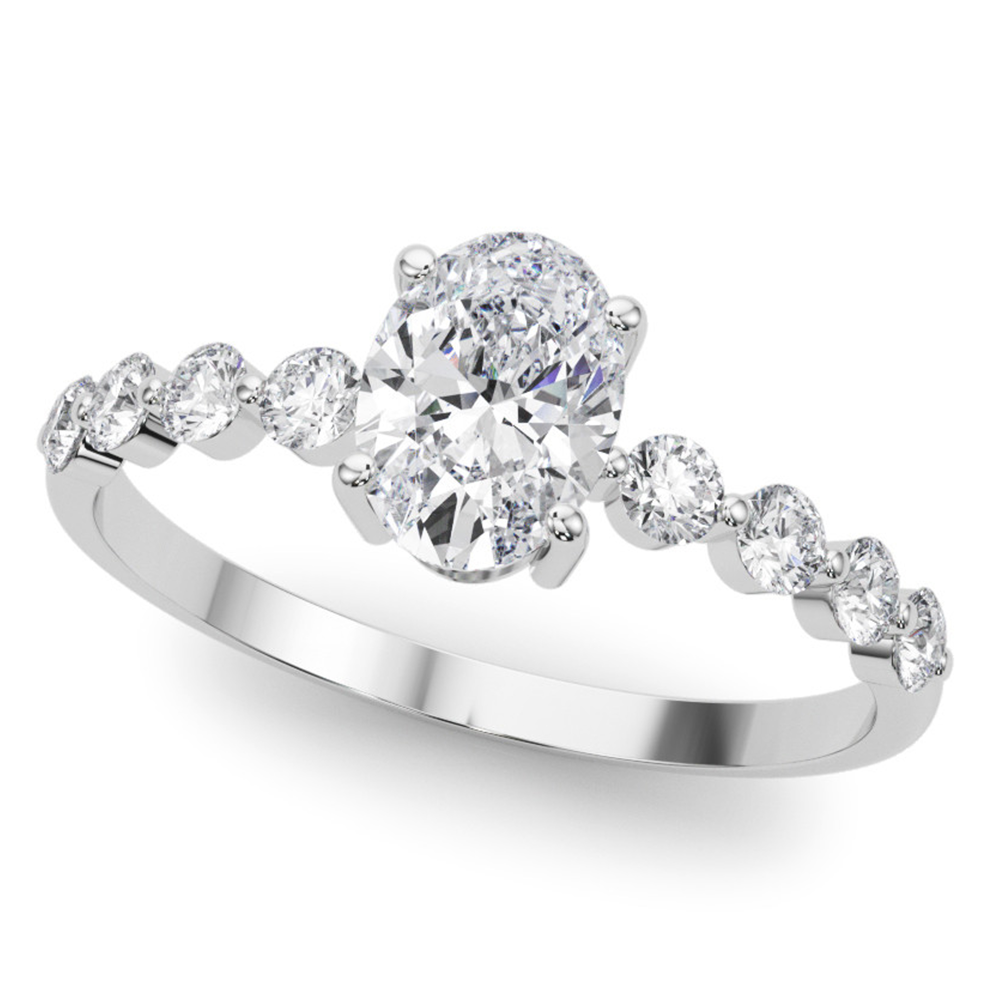 Diamond Accented Oval Classic Custom Made Engagement Ring – Rami Jewelry