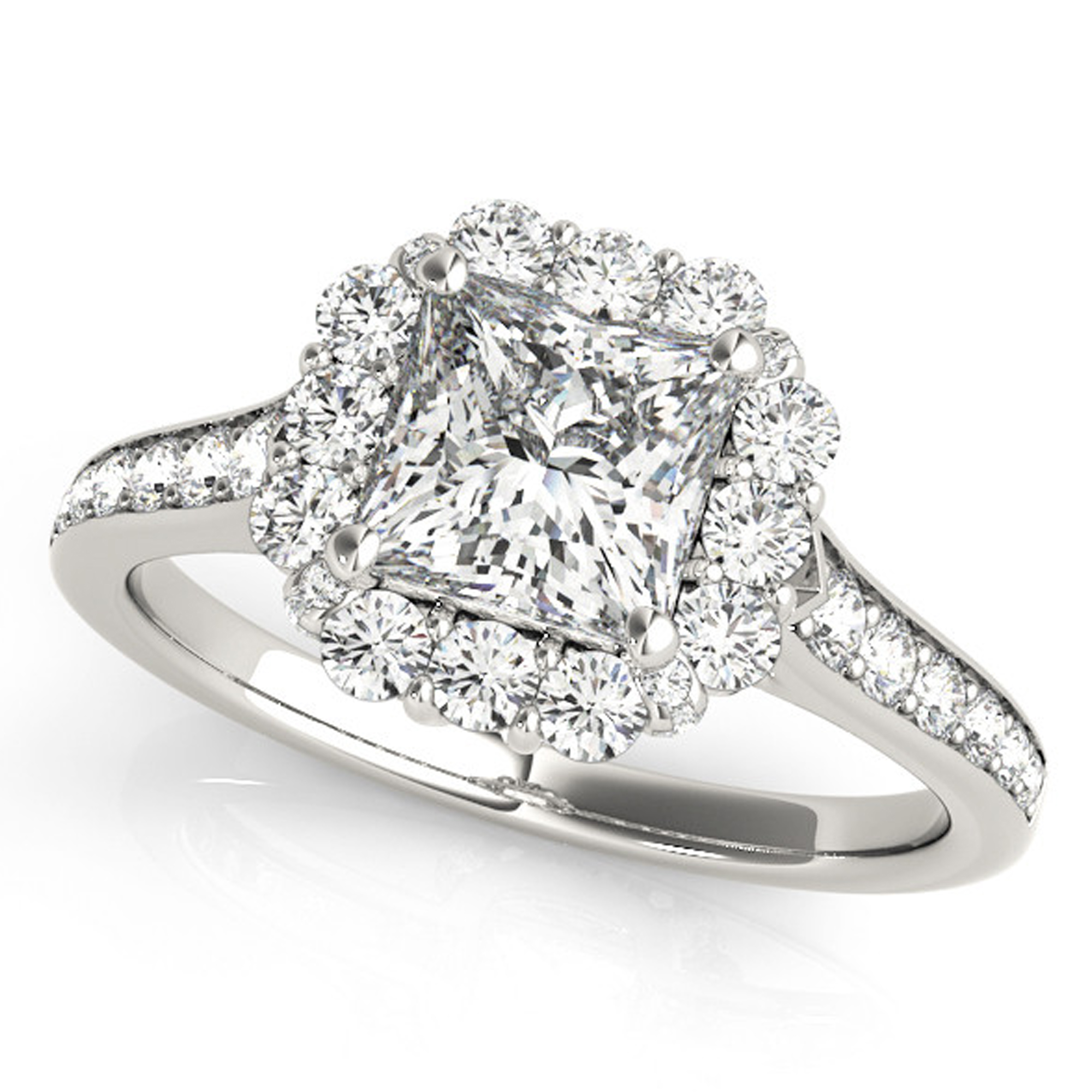 Princess Cut Halo Style Diamond Engagement Ring – Rami Jewelry