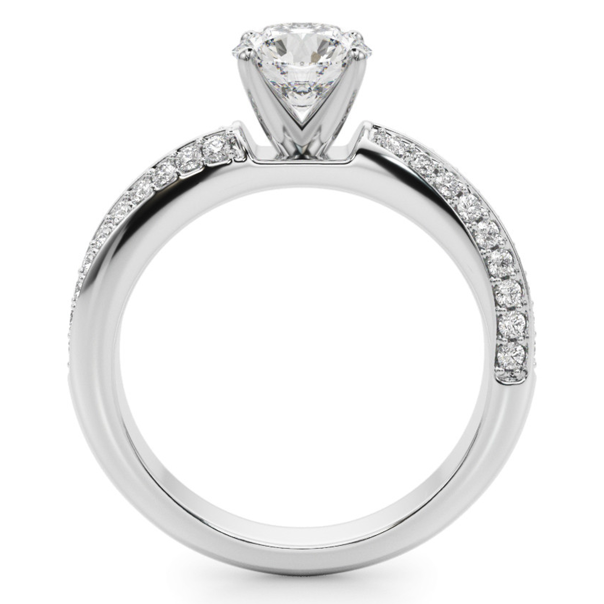 Multi Row Diamond Accented Round Engagement Ring – Rami Jewelry