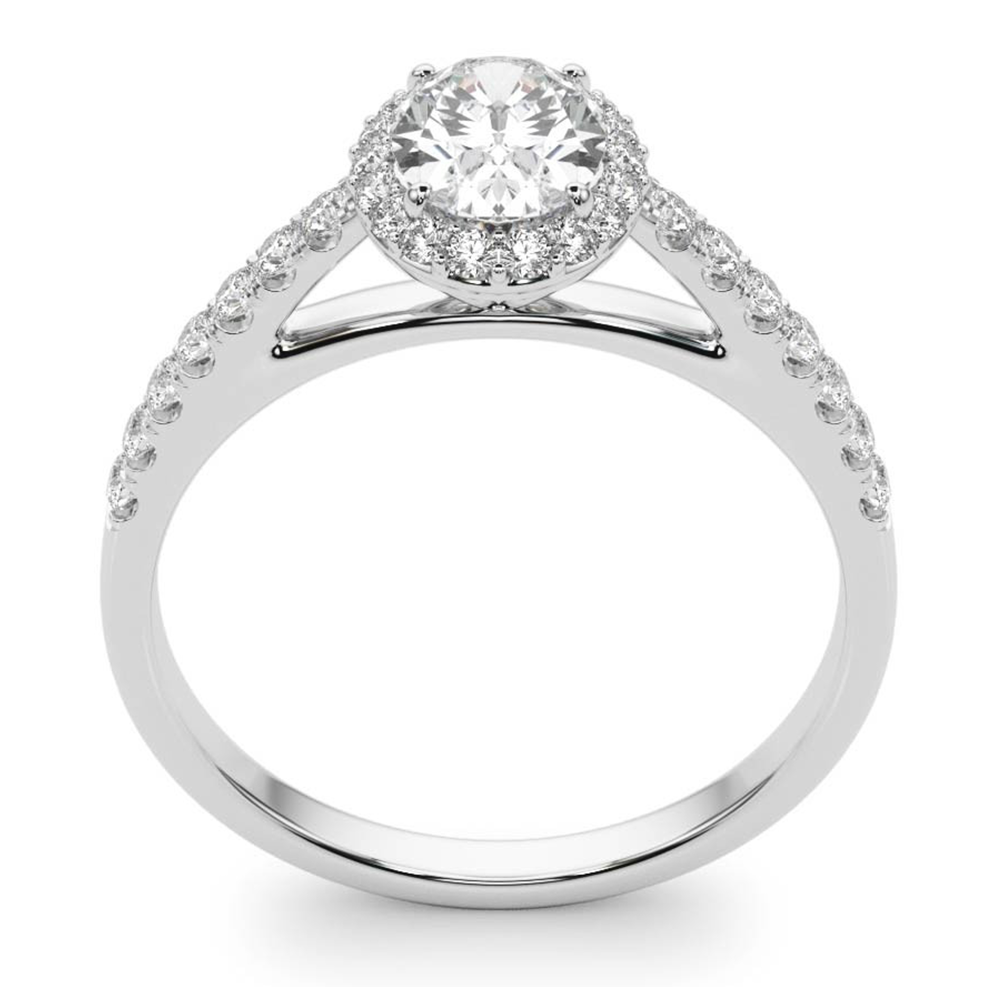 Custom Made Oval Diamond Accented Engagement Ring 14k White Gold – Rami ...