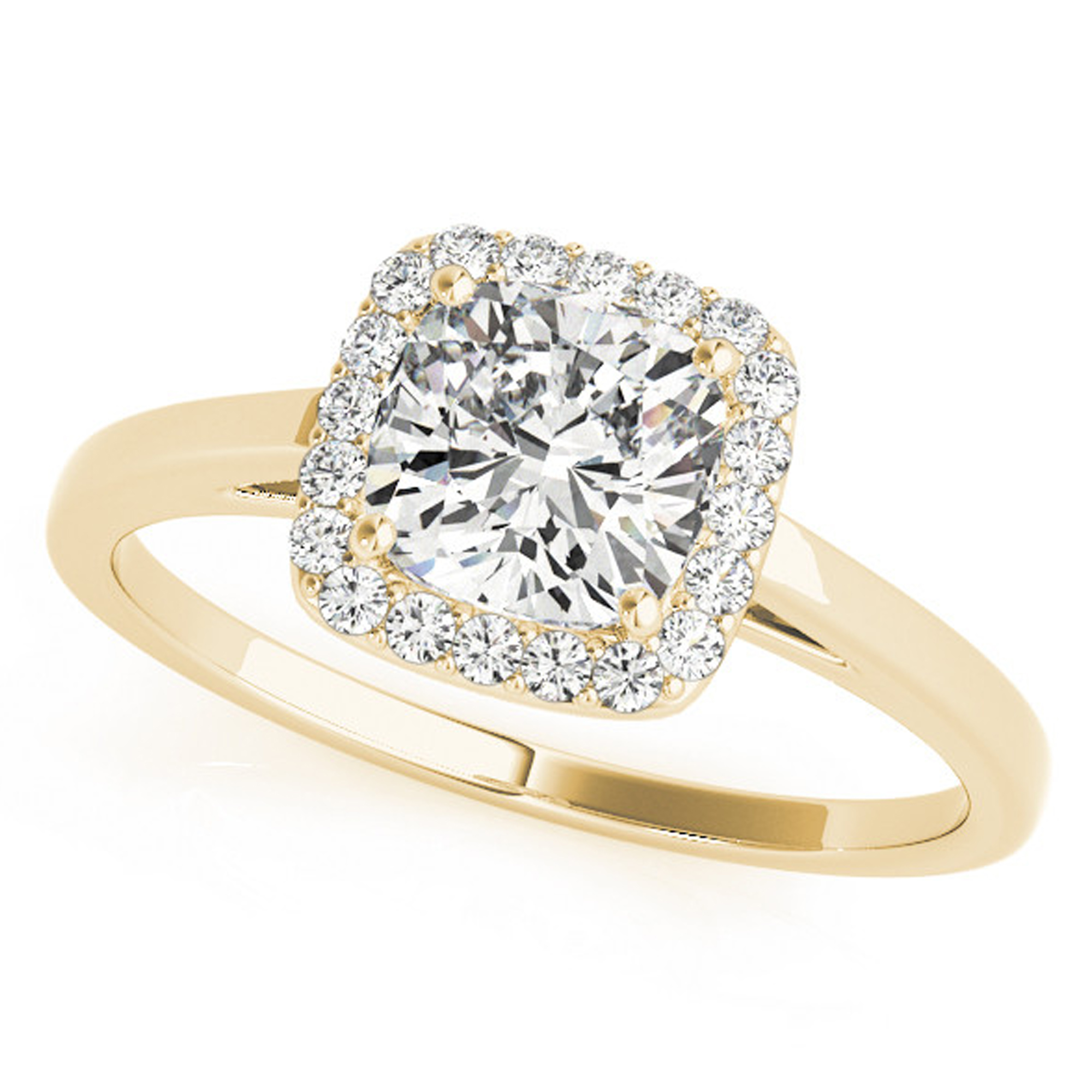 Solitaire Style Square Halo Round Diamond Engagement Ring – Rami Jewelry