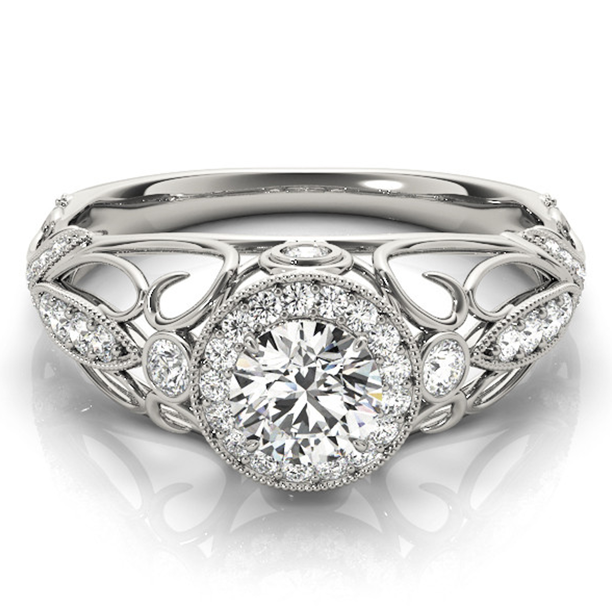 Round Diamond Engagement Ring In Vintage Halo Setting – Rami Jewelry
