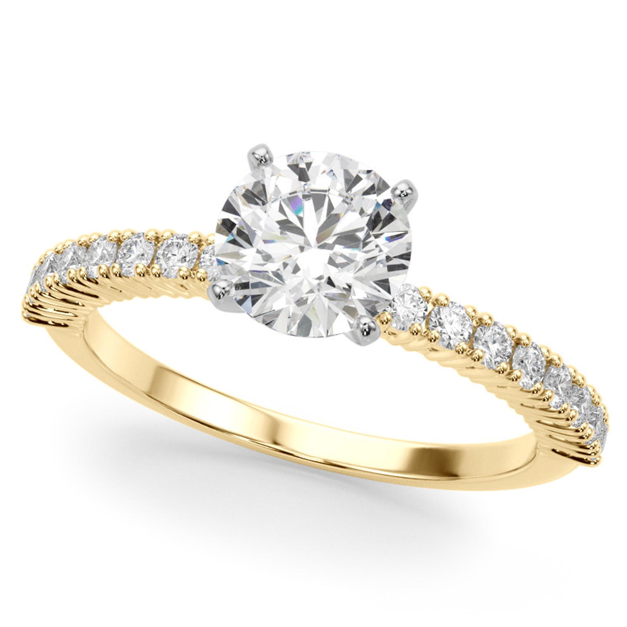 Classic Diamond Accented Round Custom Made Engagement Ring – Rami Jewelry